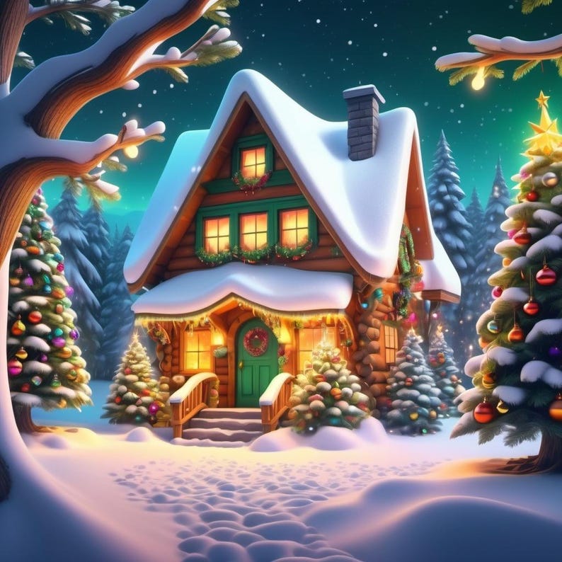 Christmas Wall Art, Festive Holiday Decor, Winter Wonderland Print ...