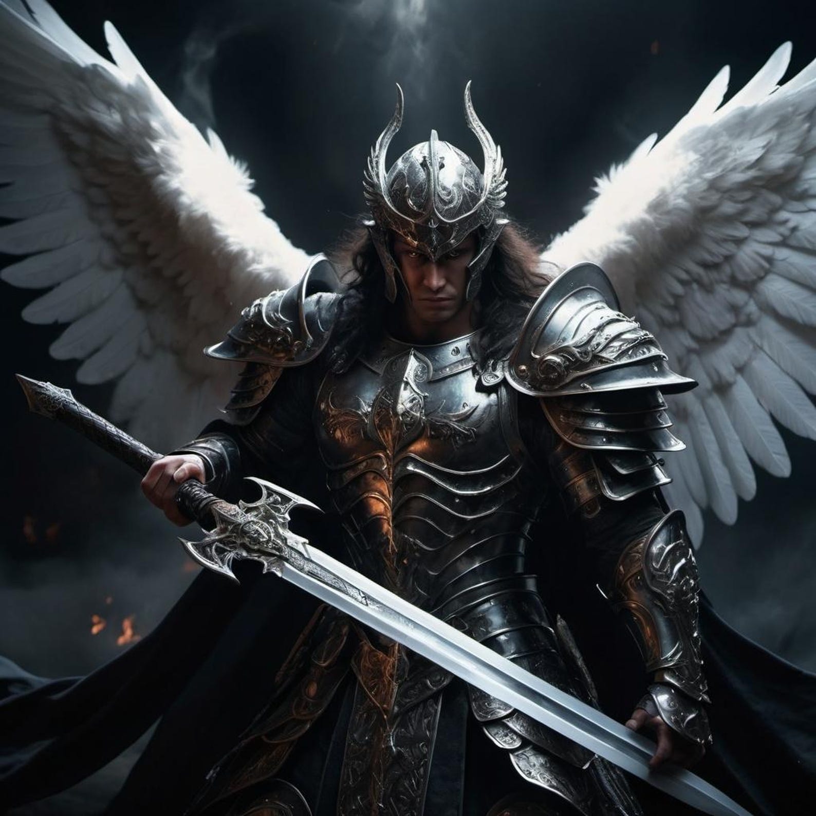 Ethereal Guardians: Angelic Warrior Art, Fantasy Angel, Digital Art ...