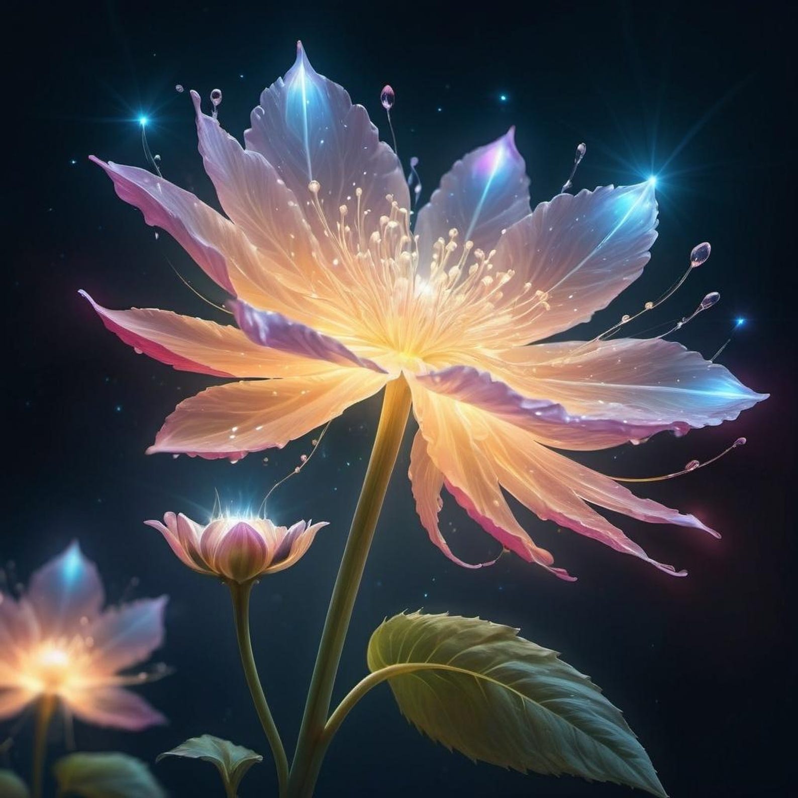 Magical Flower Art, Fantasy Flower Illustration, Ethereal Floral Print ...