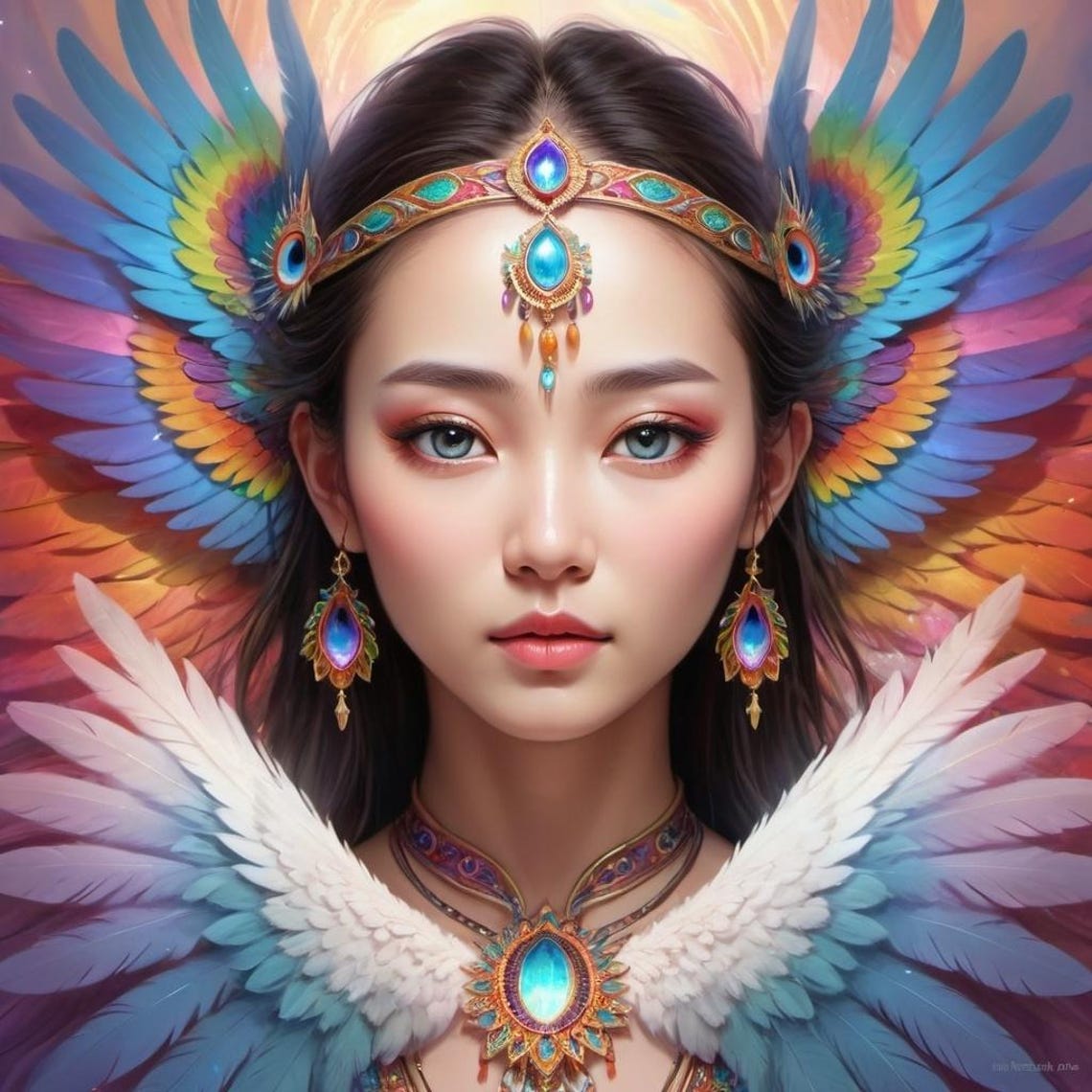 Rainbow Priestess, Fantasy Art, Colorful Artwork, Mystical Goddess ...