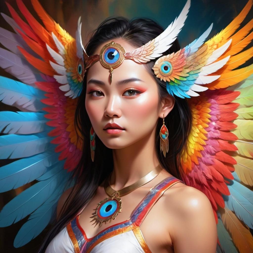 Rainbow Priestess Art, Fantasy Artwork, Digital Illustration, Celestial ...