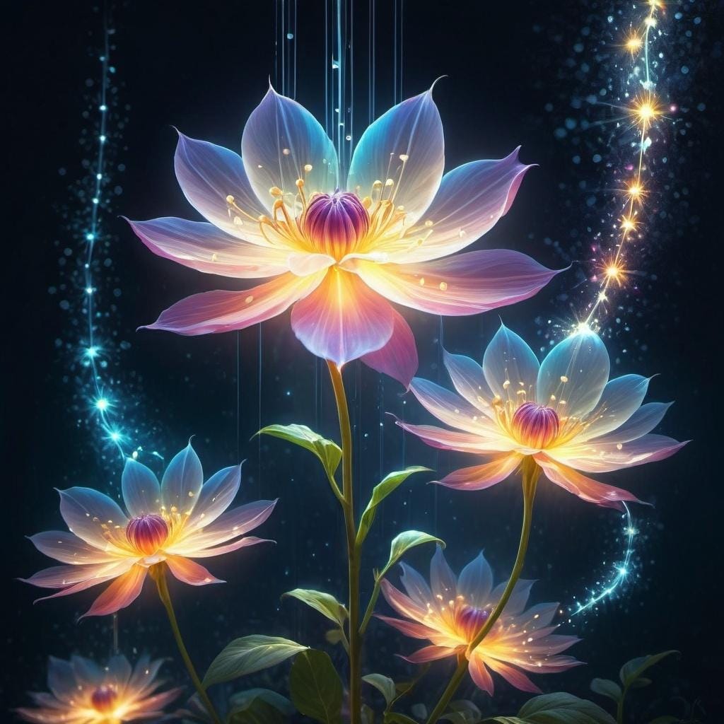 Magical Flower Art, Fantasy Flower Illustration, Ethereal Floral Print ...