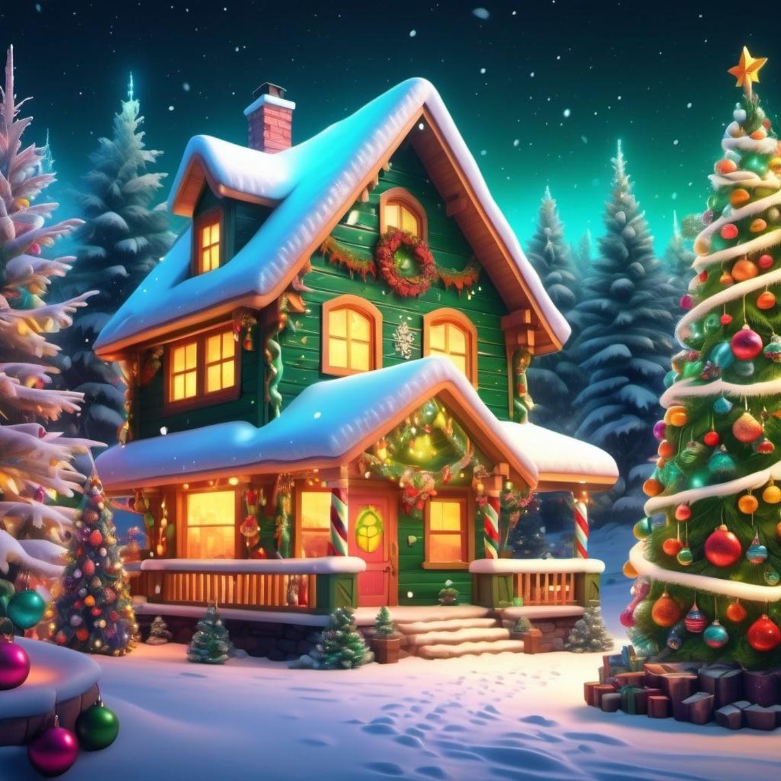 Christmas Wall Art, Festive Holiday Decor, Winter Wonderland Print ...