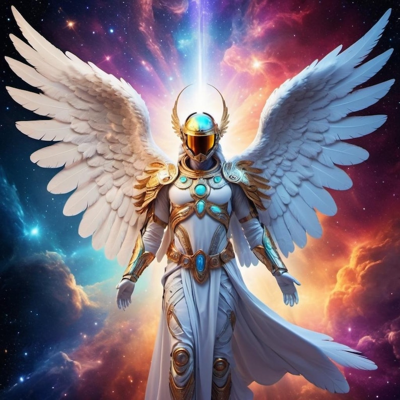 Cosmic Angel, Celestial Art, Rainbow Wings, Astral Guardian, Divine ...