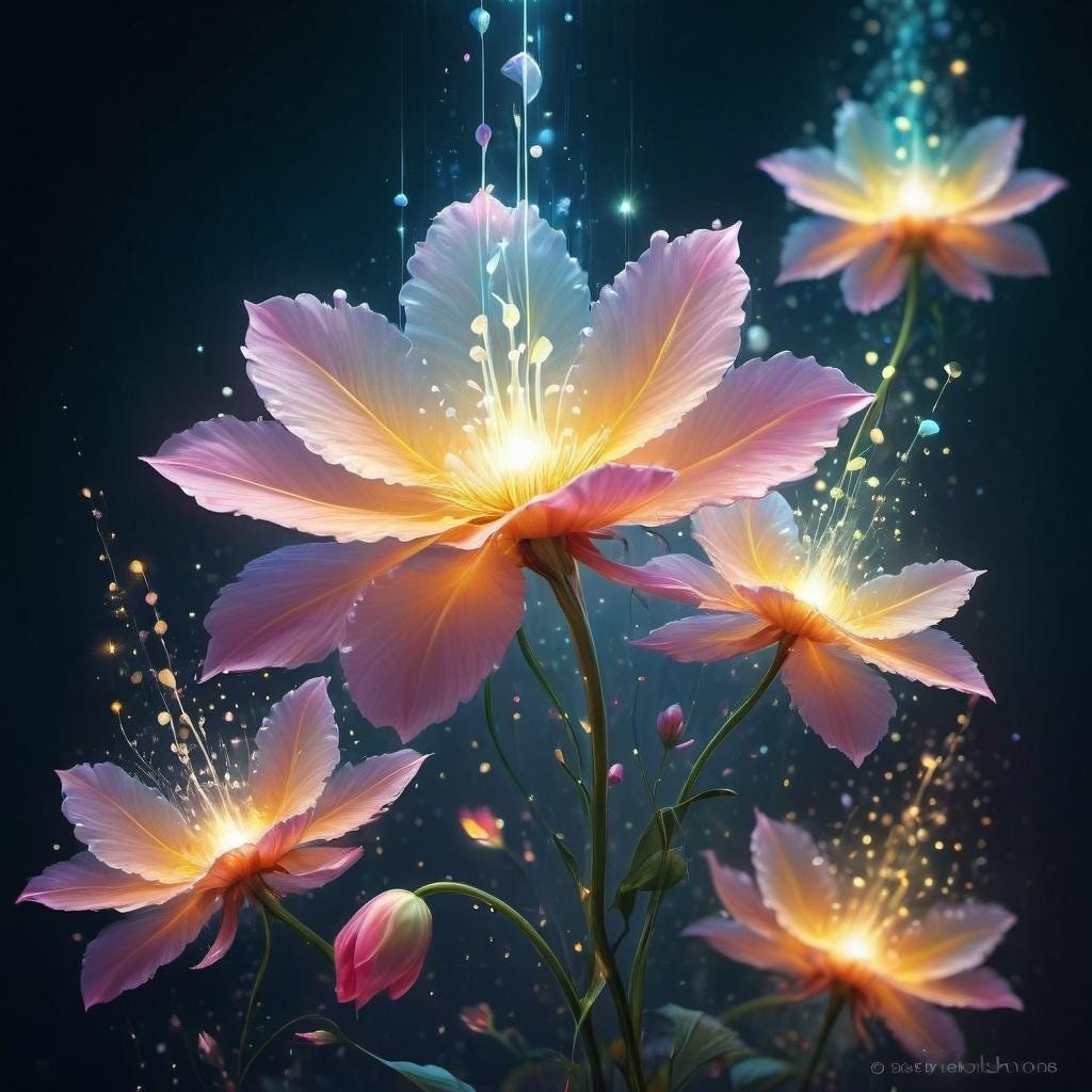 Magical Flower Art, Fantasy Flower Illustration, Ethereal Floral Print ...