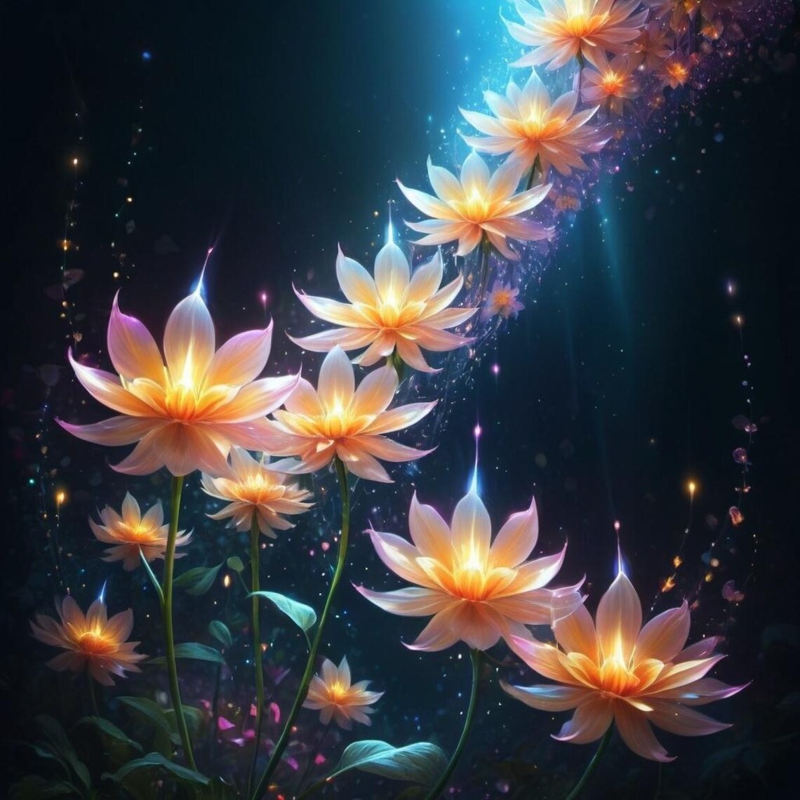Magical Flower Art, Fantasy Flower Illustration, Ethereal Floral Print ...