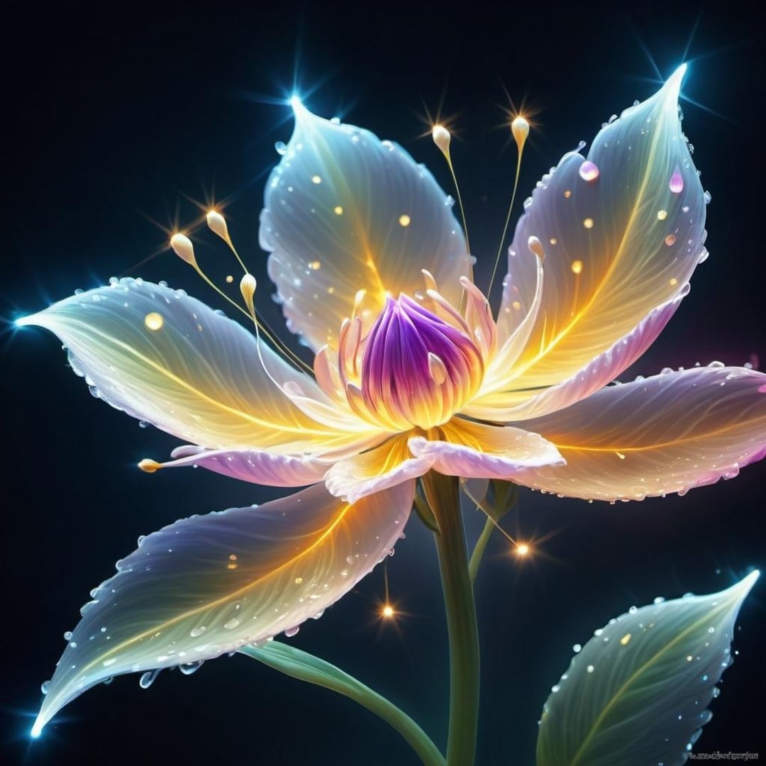 Magical Flower Art, Fantasy Flower Illustration, Ethereal Floral Print ...