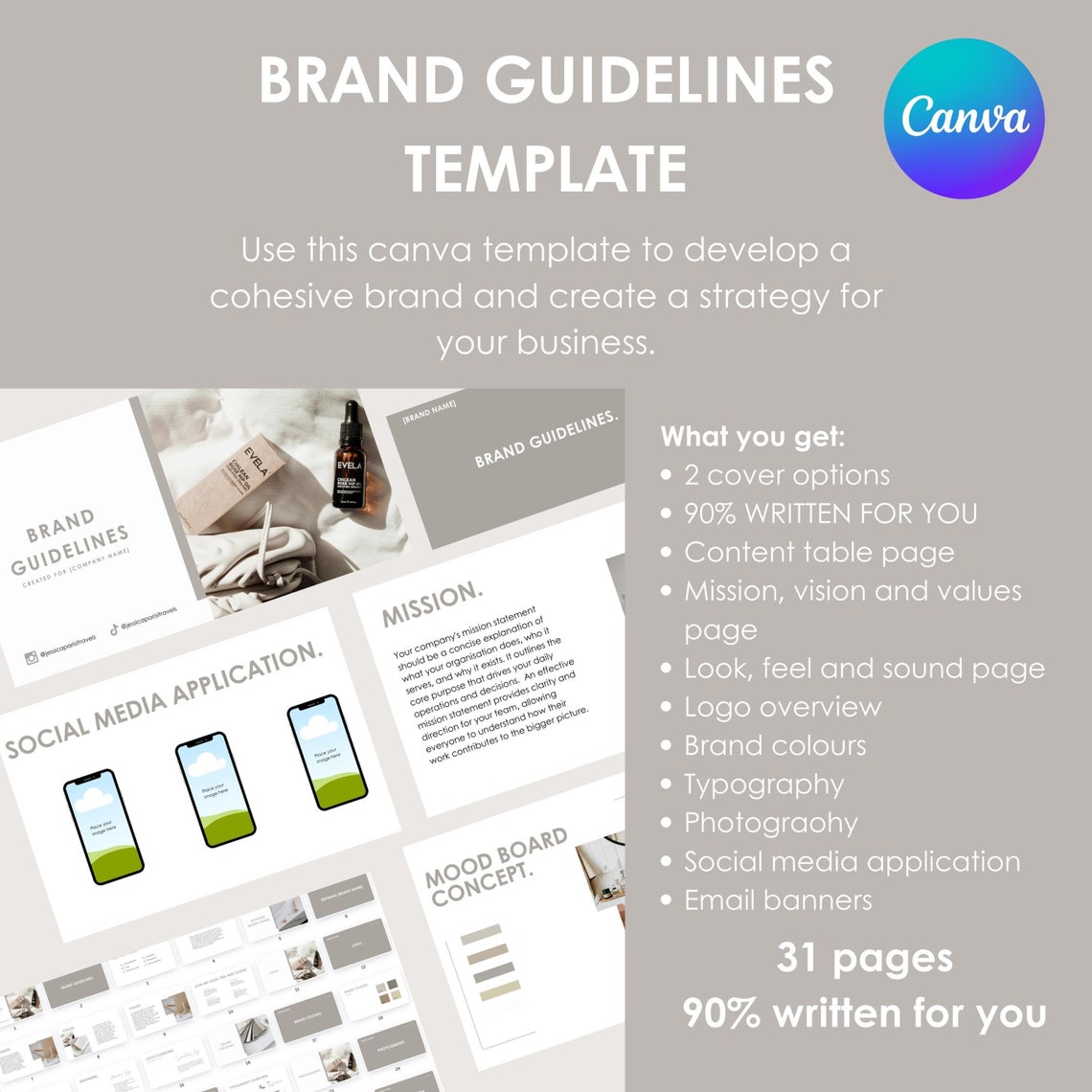 Brand Guidelines | Branding Kit | Canva Template | Branding | Business ...