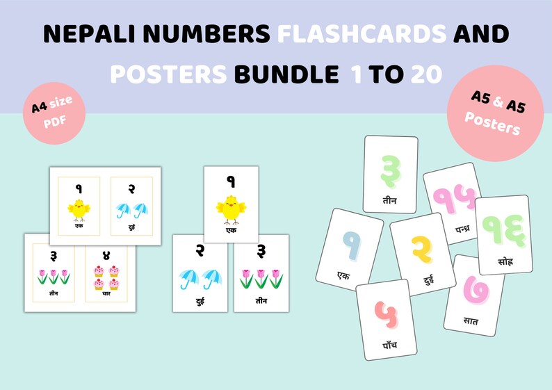 Nepali Number Flashcards and Posters 1 to 20 - Etsy