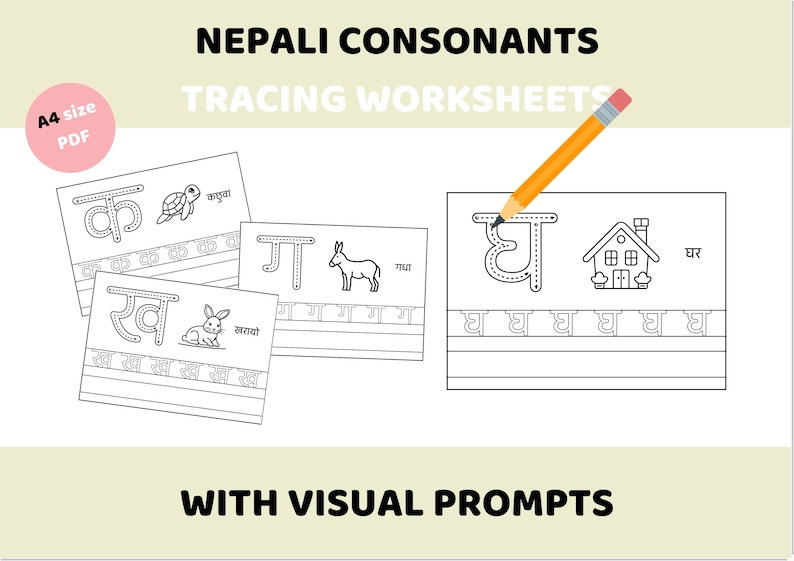 Nepali Consonants Tracing Worksheets - Etsy