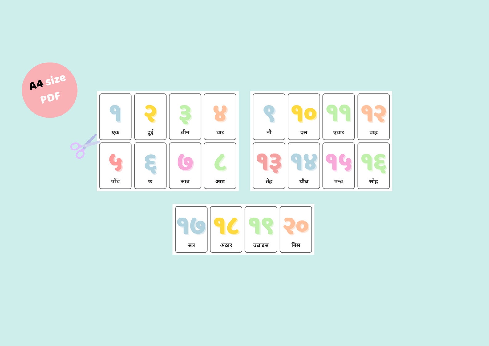 Nepali Number Flashcards and Posters 1 to 20 - Etsy