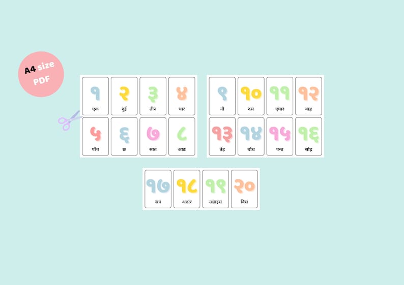 Nepali Number Flashcards and Posters 1 to 20 - Etsy