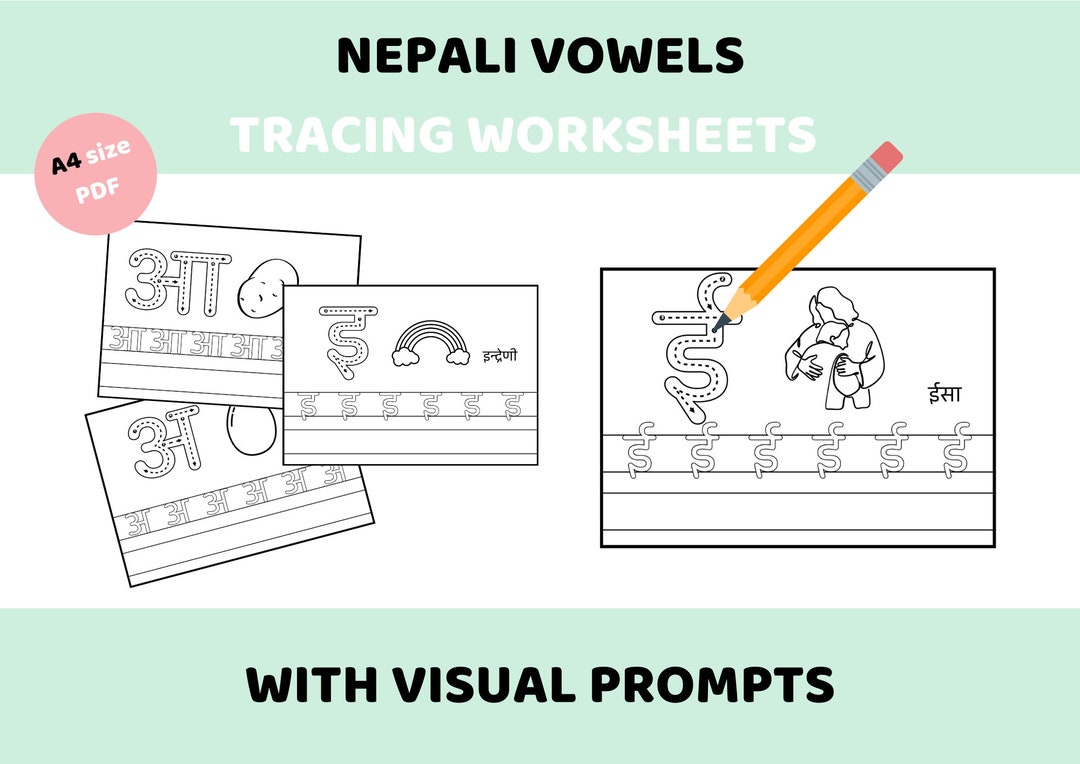 Nepali Vowels Tracing Worksheets - Etsy