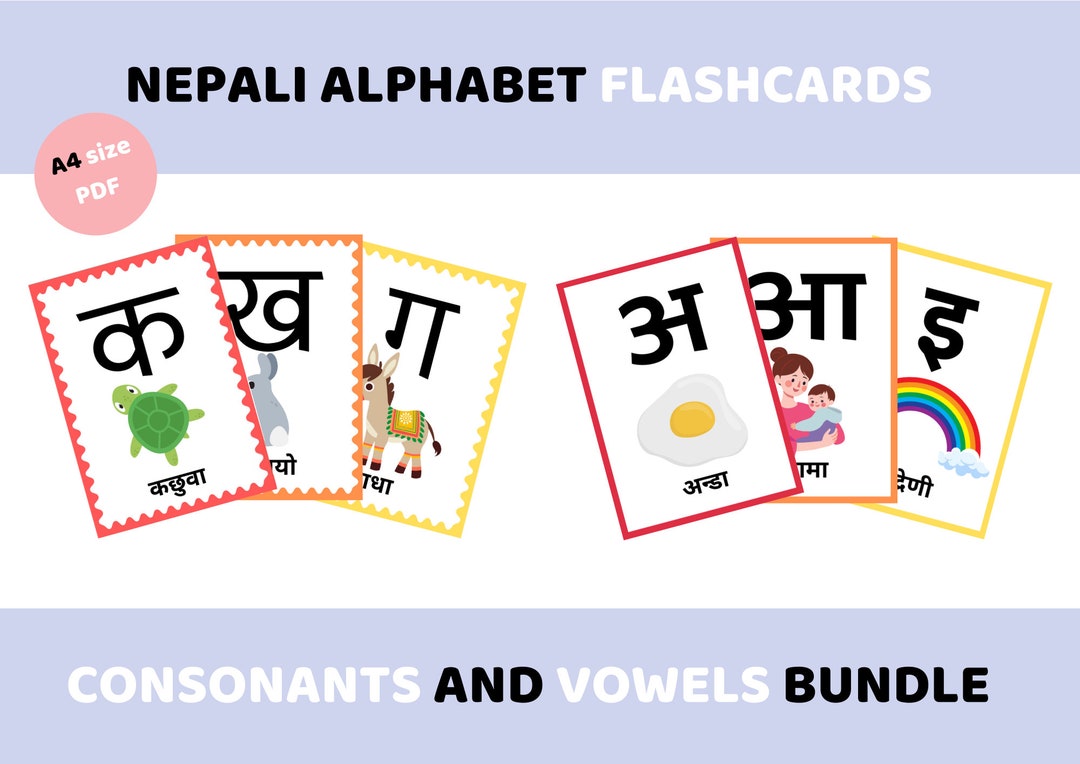 Nepali Alphabet Flashcards - Etsy