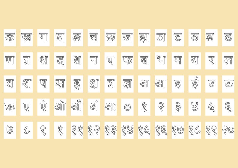 Nepali Alphabet and Numbers Poster A4 - Etsy