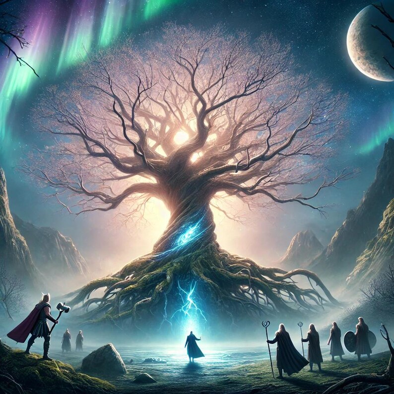 Magical Tree With Northern Lights Fantasy Art - Etsy