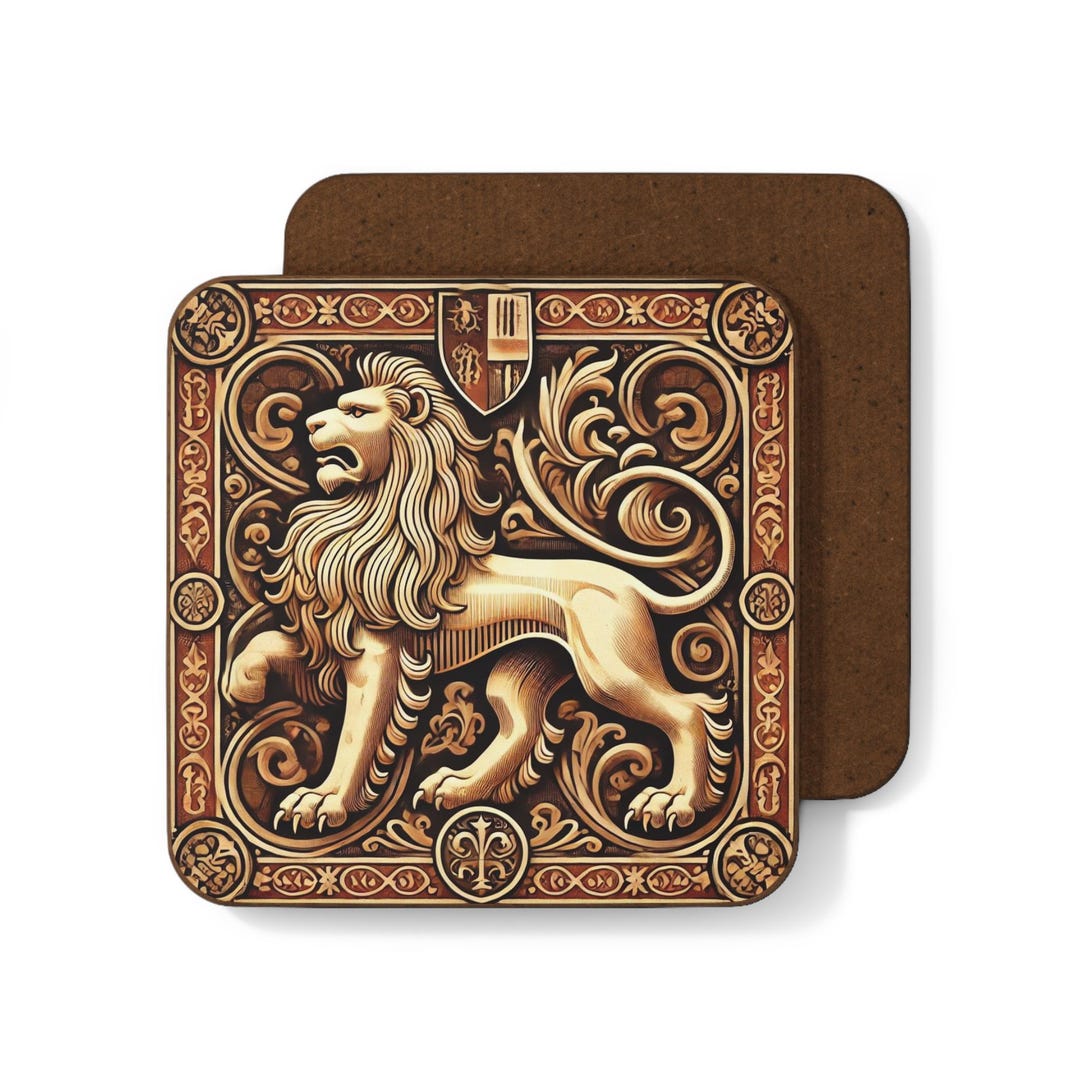 Medieval Lion Crest Coaster Elegant and Regal Drinkware Accessory ...