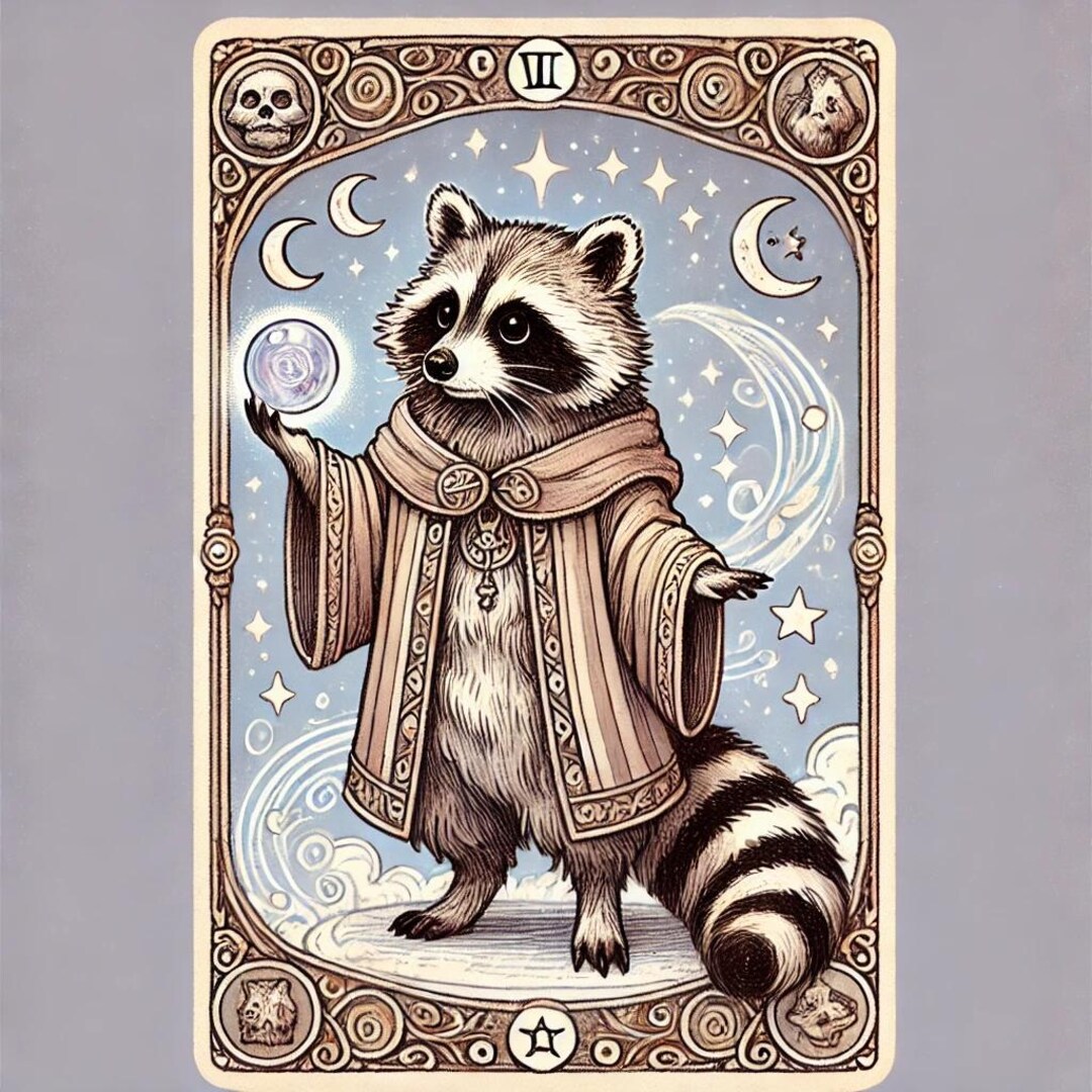 Raccoon Tarot Card Art - Etsy