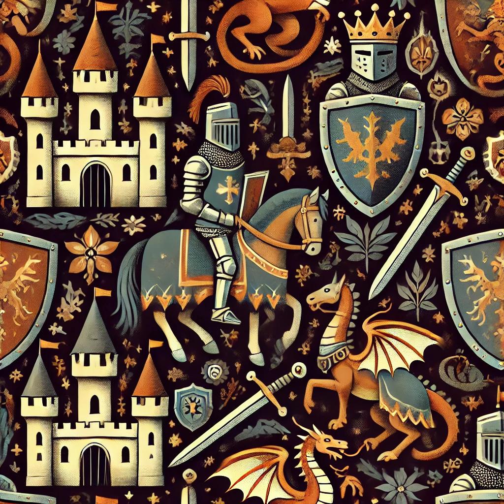Medieval Knight Pattern Digital Art Castles and Dragons Downloadable ...