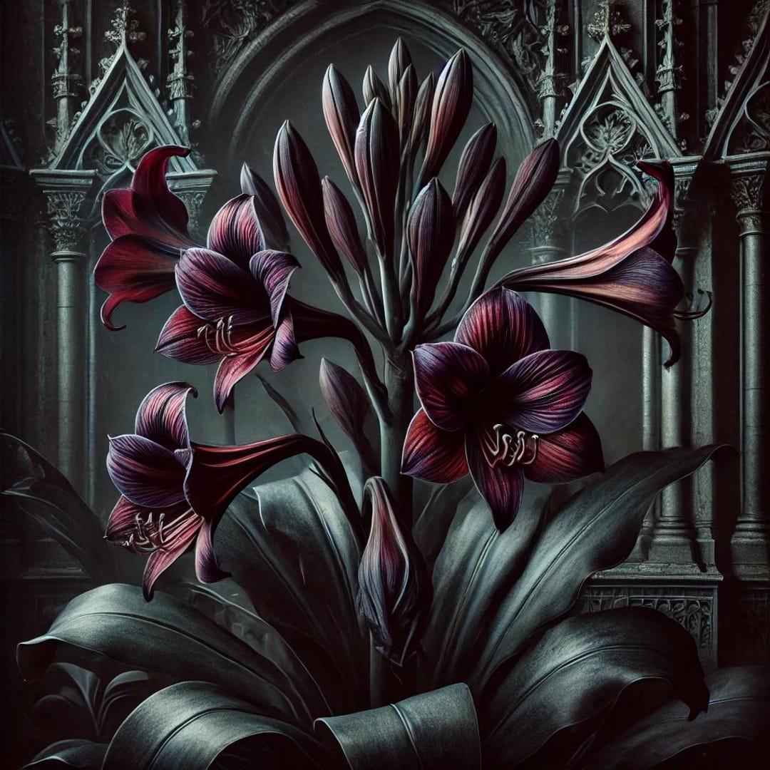 Gothic Clivia Lily Floral Art Digital Art Print Wall Art AI Generated ...