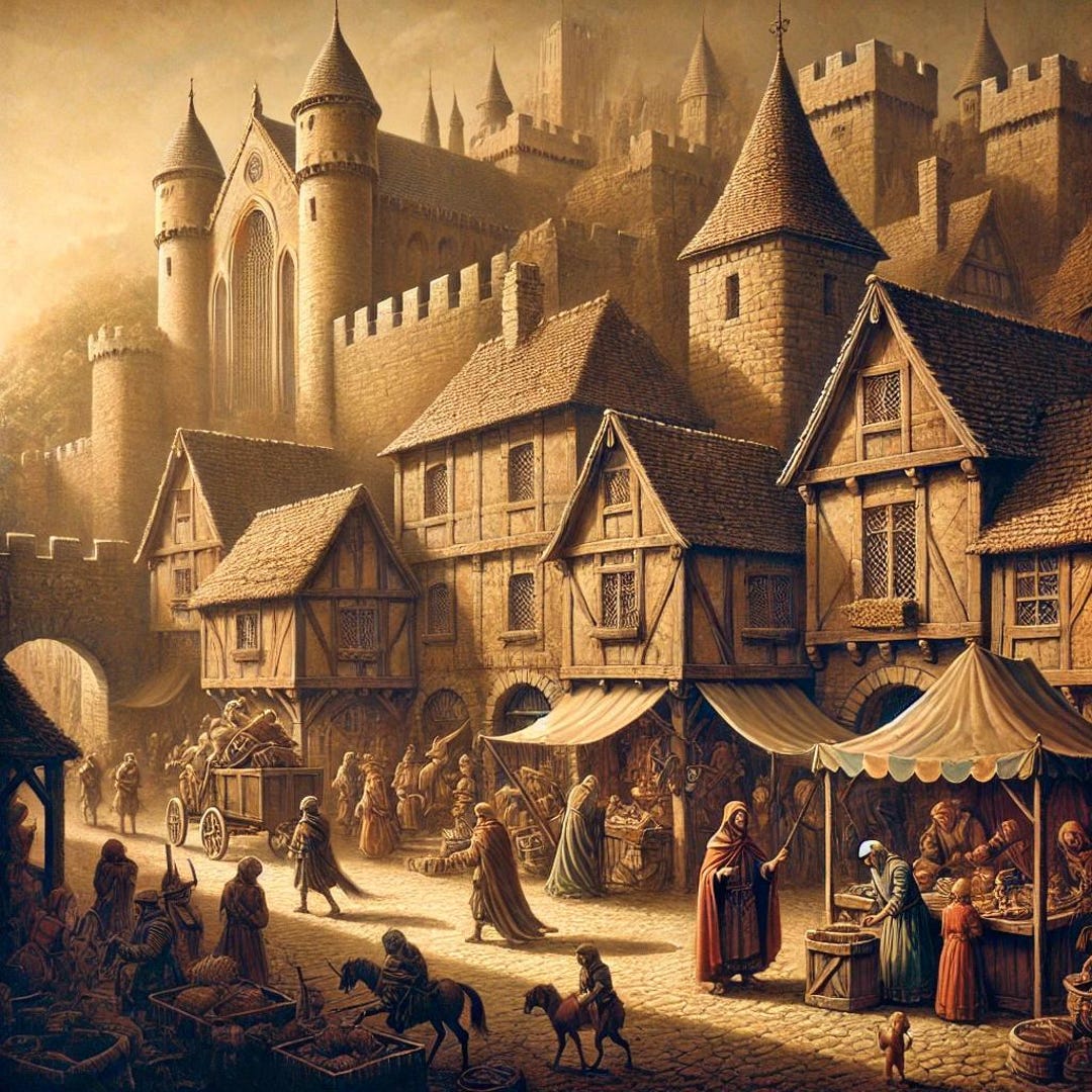 Medieval Market in Castle Town With Stone Buildings - Etsy