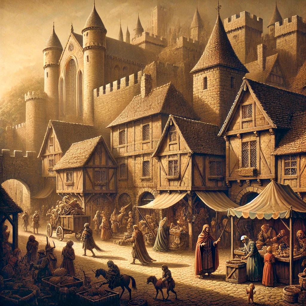Medieval Market in Castle Town With Stone Buildings - Etsy