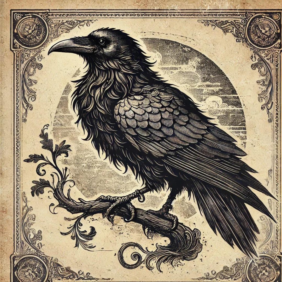 Vintage Raven / Digital Art Print Wall Art AI Generated AI Art Digital ...
