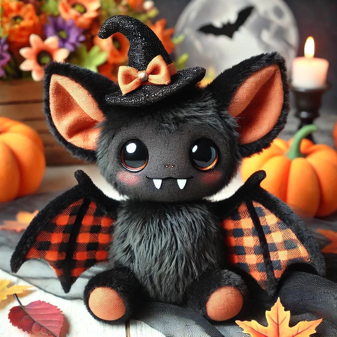 Cute Halloween Bat Plush Digital Art Print Wall Art AI Generated AI Art ...