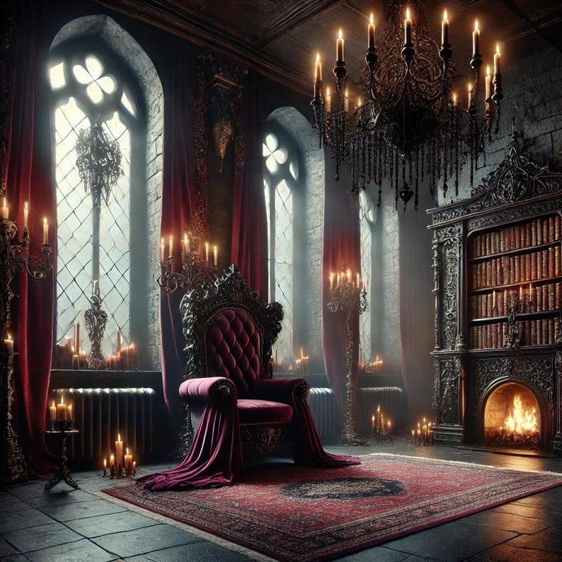 Gothic Throne Room Luxurious Dark Academia Library With Candlelight - Etsy