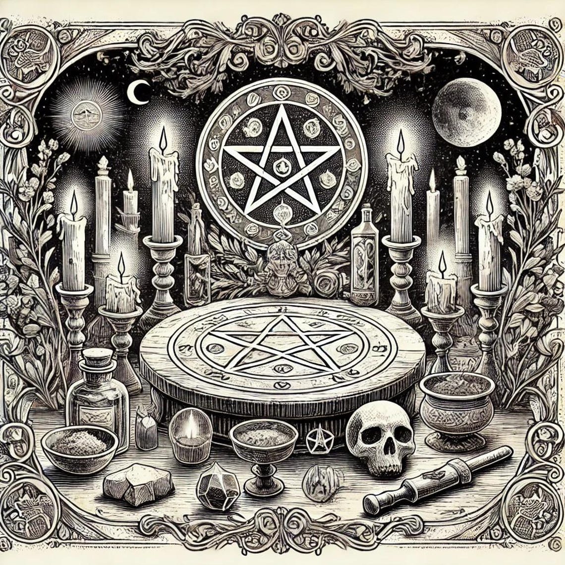 Mystical Altar Etching Pentagram Design Digital Art Print Wall Art AI ...