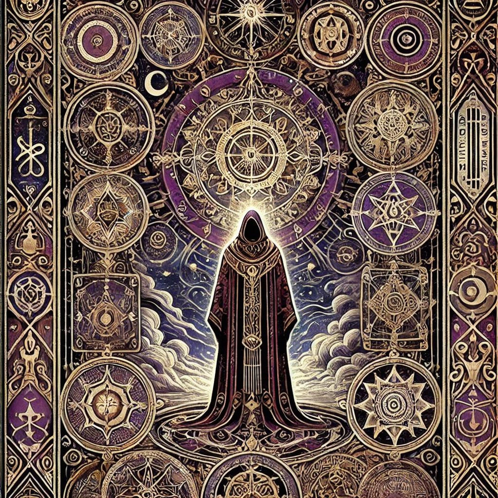 Arcane Wizard With Magical Symbols and Runes Wall Art - Etsy