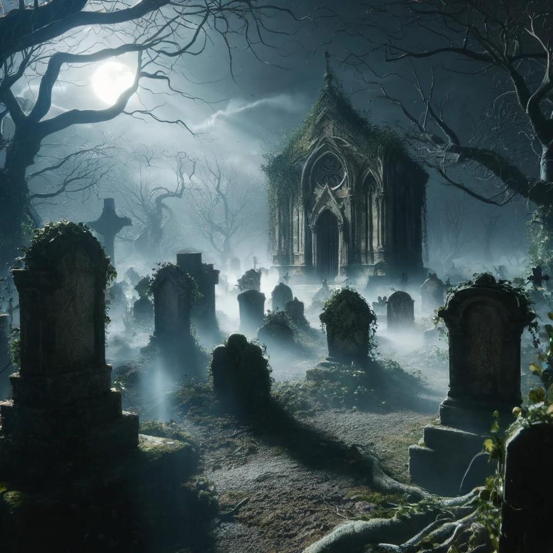 Spooky Halloween Cemetery Scene - Etsy