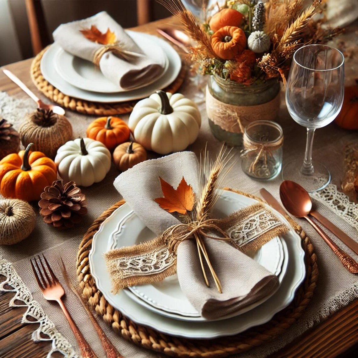 Rustic Fall Table Setting Print Cozy Autumn Dining Decor - Etsy