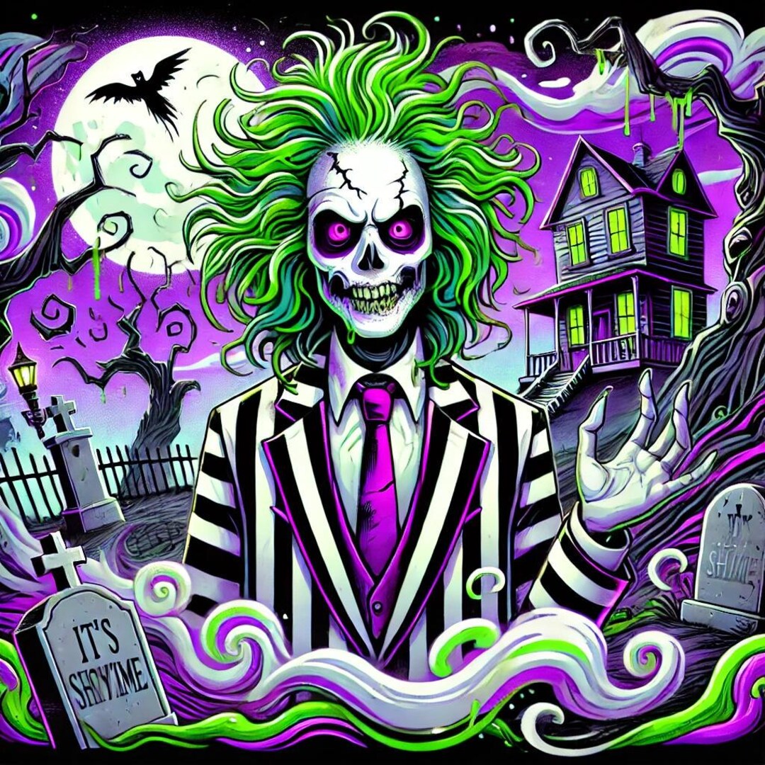 Beetlejuice Spooky Scene Halloween Wall Art - Etsy