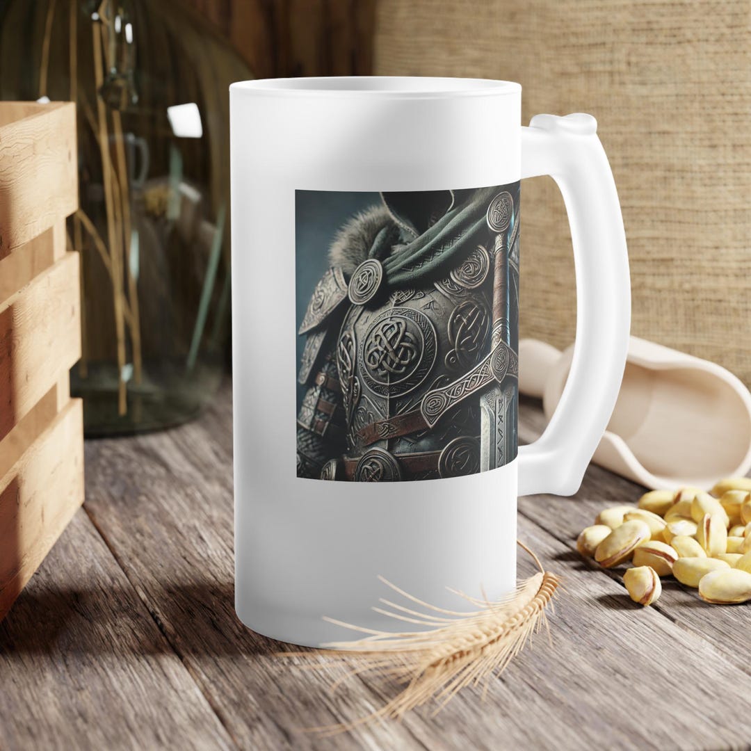 Viking Warrior Mug Norse Armor Design Frosted Glass Beer Mug - Etsy