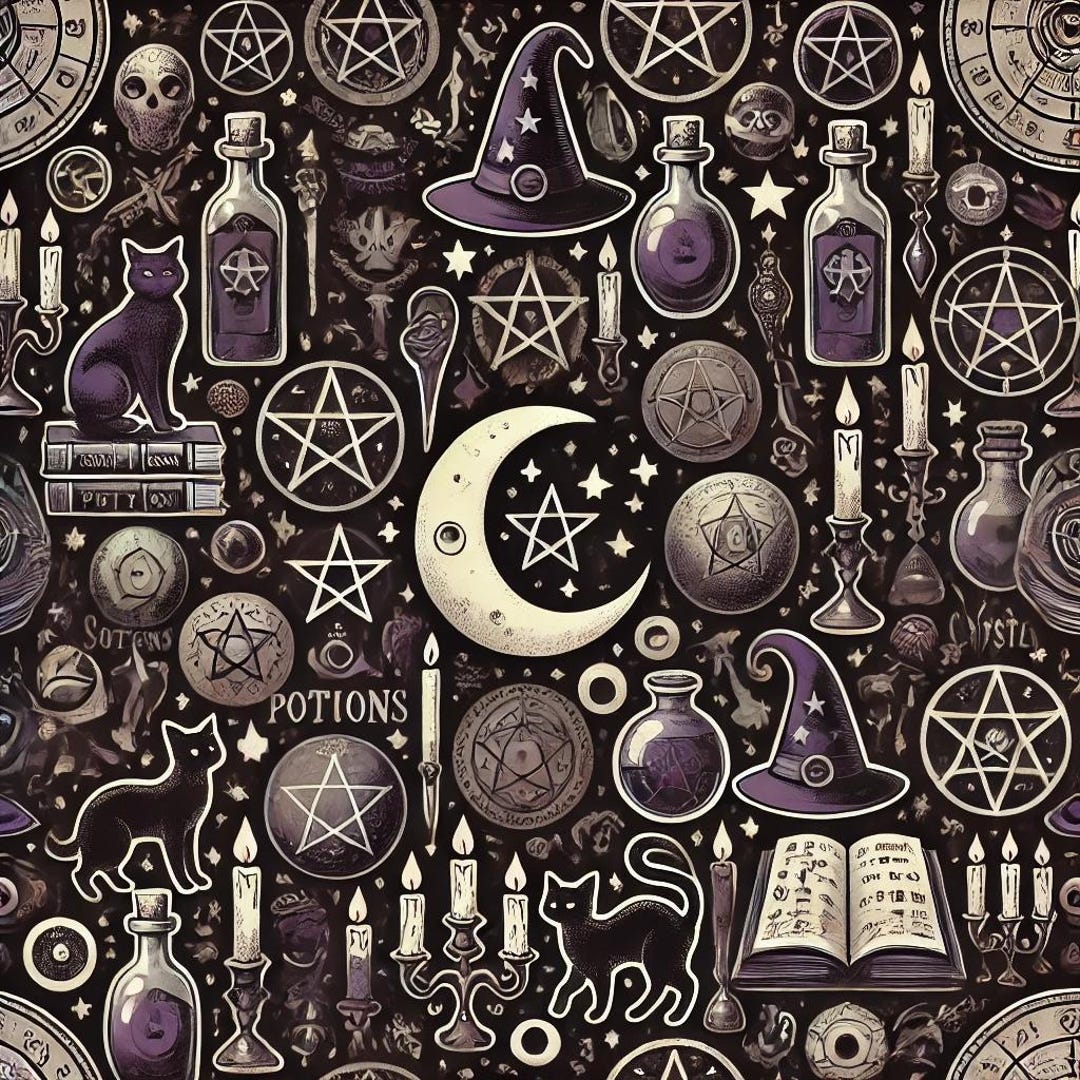 Witchcore Potions and Magic Symbols Digital Art Print Wall Art AI ...