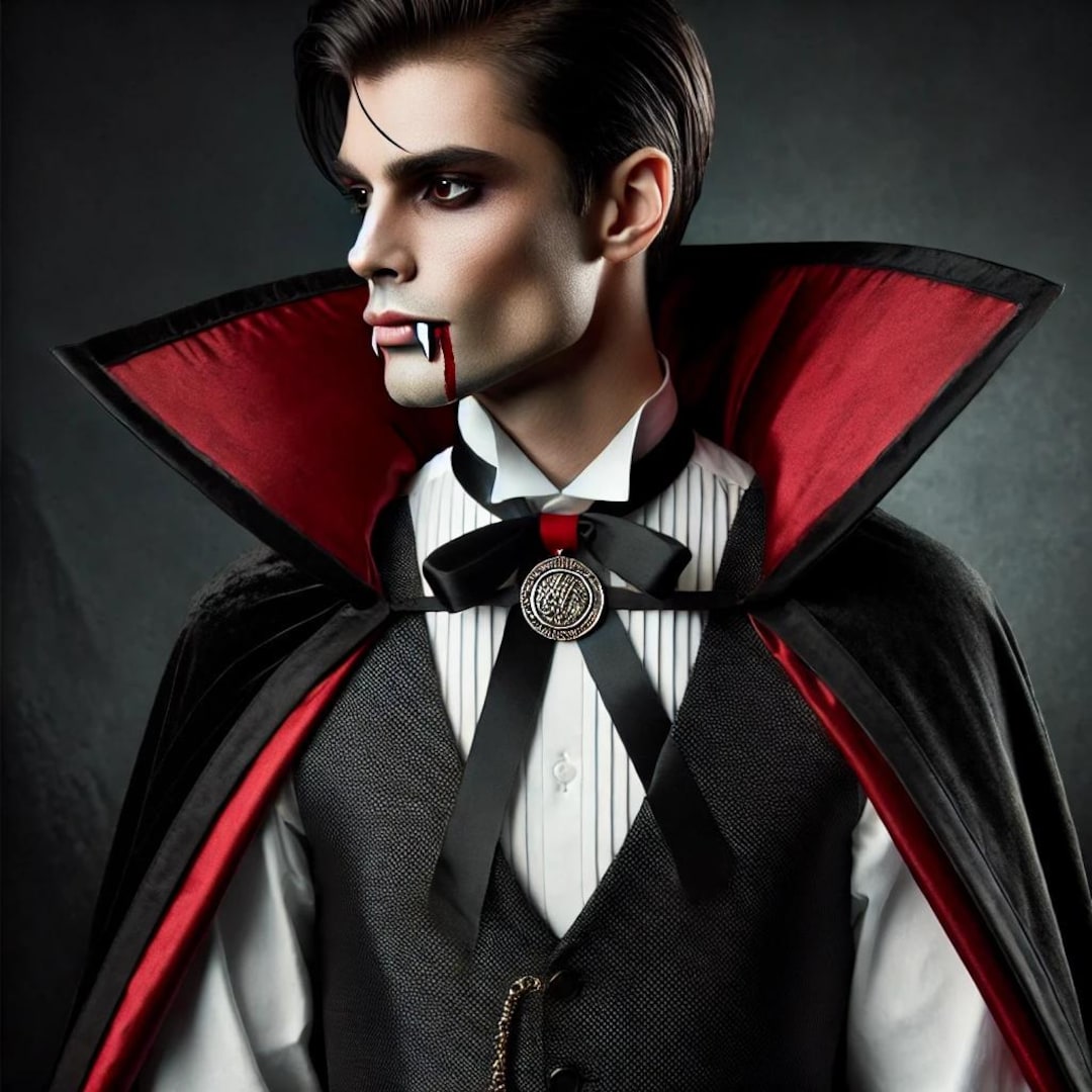 Classic Gothic Vampire With Red Cape Halloween Decor - Etsy