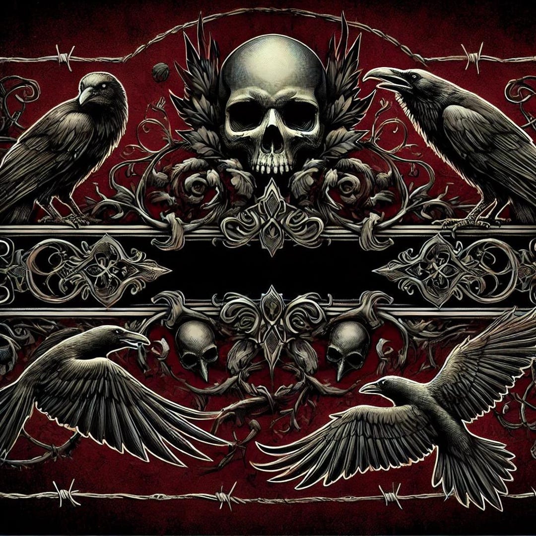 Dark Gothic Skull With Crows Art - Etsy