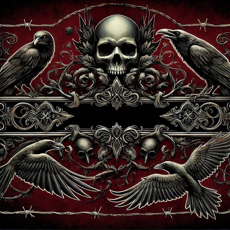 Dark Gothic Skull With Crows Art - Etsy