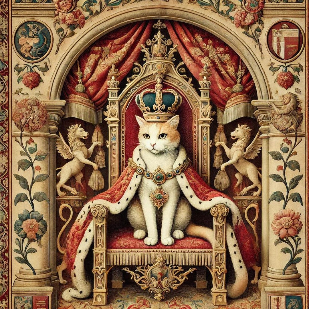 Royal Cat on Throne With Regal Crown and Robe - Etsy