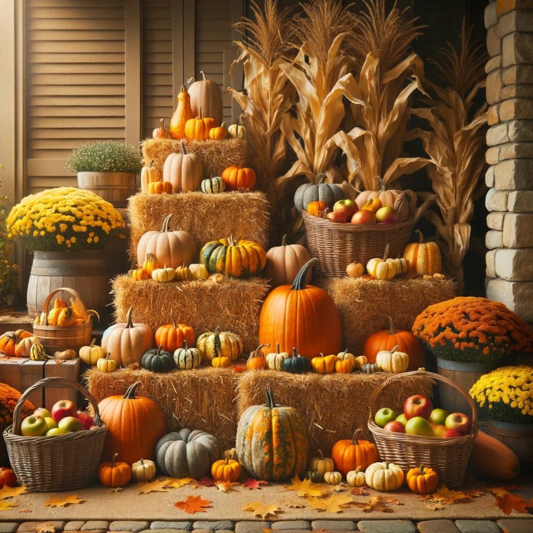 Vibrant Autumn Harvest Scene - Etsy