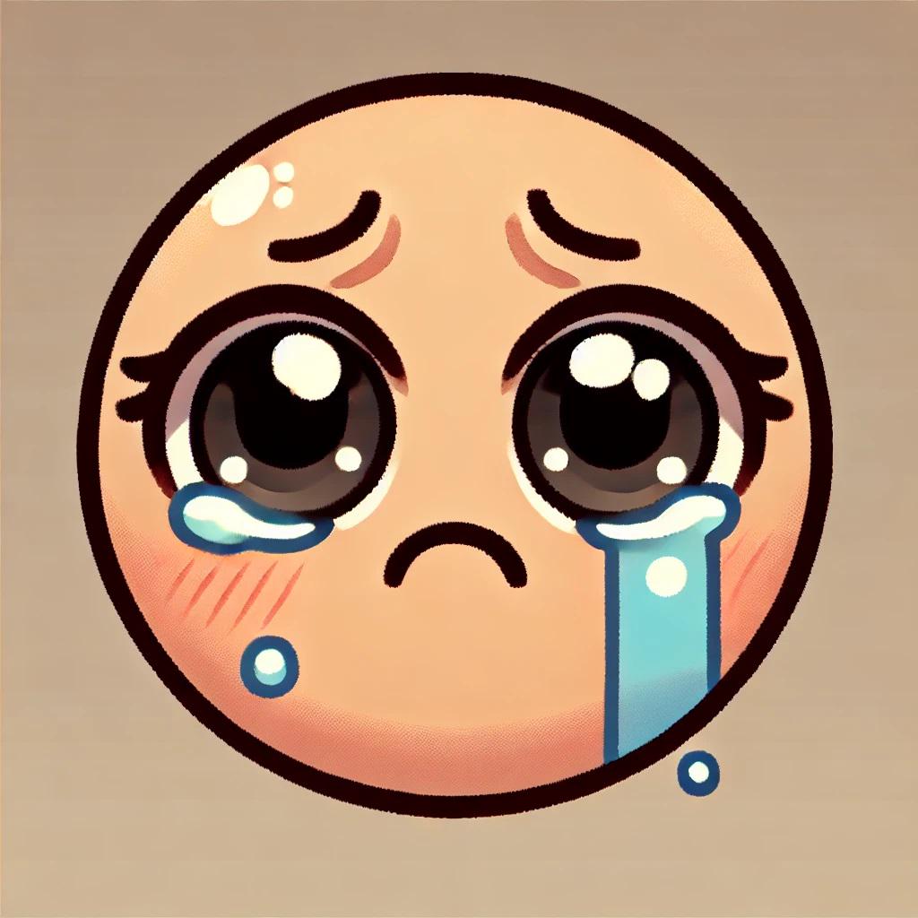 Kawaii Sad Emoji Sticker Cute Crying Face Decal, Expressive Anime ...