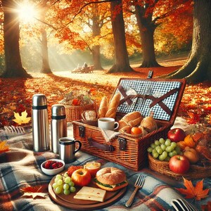 Cozy Autumn Picnic in the Forest Digital Art Print Wall Art AI ...