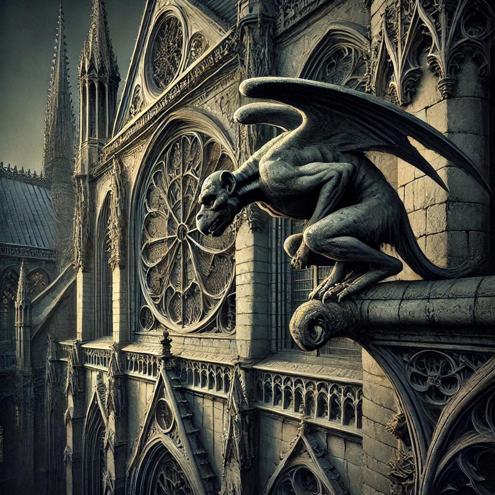 Vintage Gargoyle on Gothic Cathedral Wall Art Print - Etsy