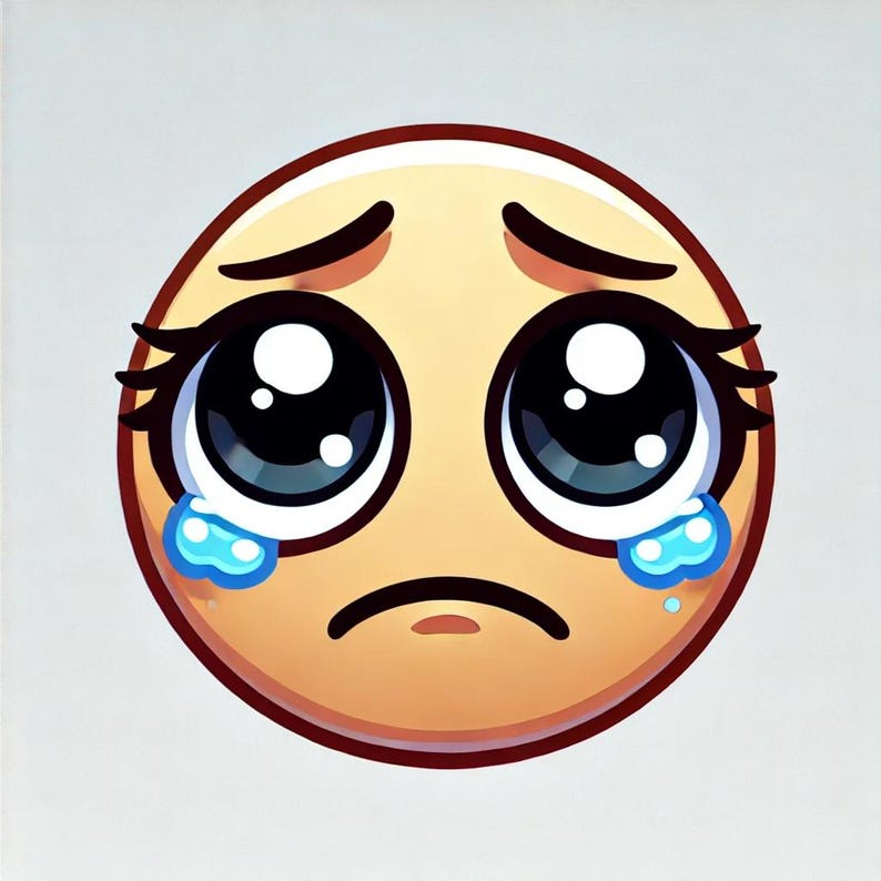 Sad Emote Illustration With Tears - Etsy