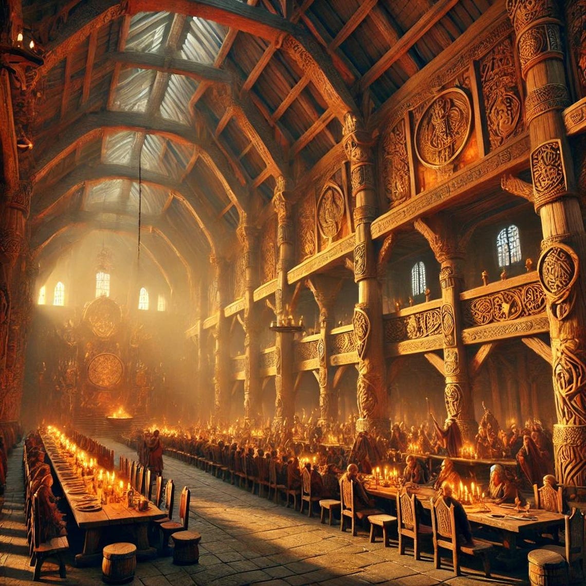 Medieval Banquet Hall Digital Art Gothic Fantasy Castle Interior Decor ...