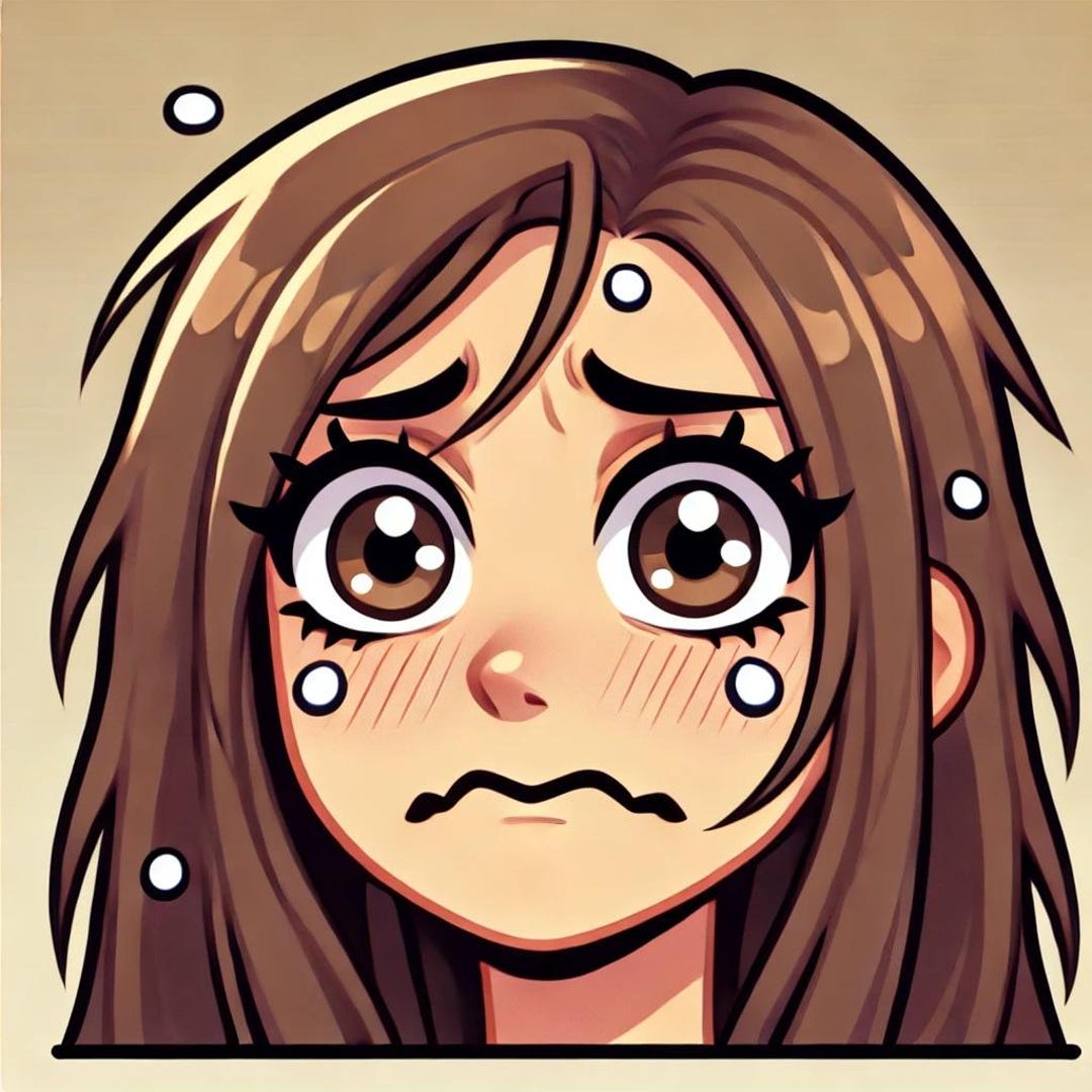 Worried Anime Girl Digital Download Cute Emotional Anime Art Kawaii ...