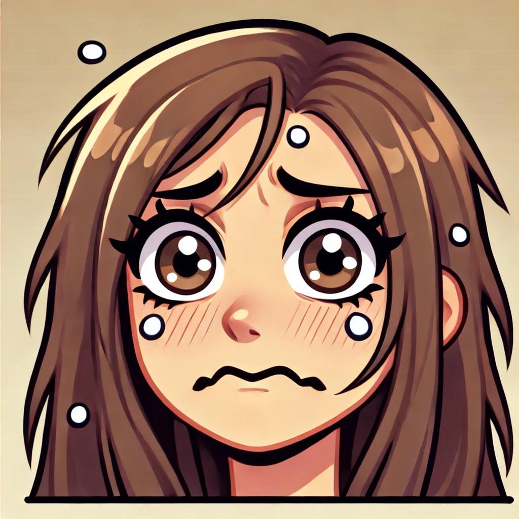 Worried Girl Cute Emoji Anime Kawaii Manga Digital Art Print Wall Art ...