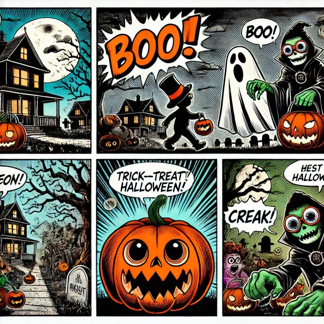 Retro Halloween Comic Book Style Art - Etsy