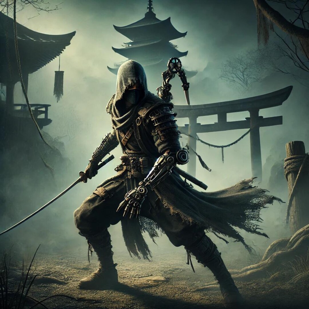 Epic Cyber Samurai Warrior in Japanese Temple Setting Digital Print - Etsy